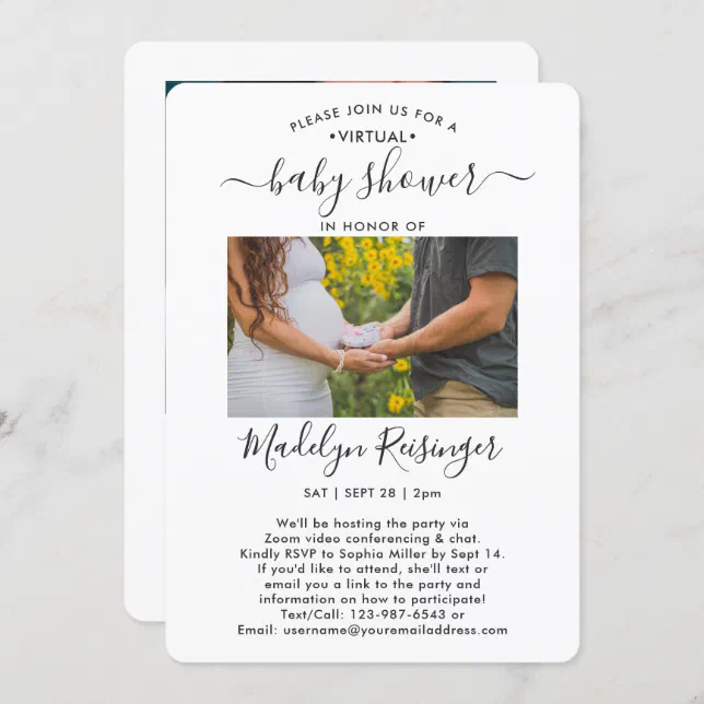 2 Photo Virtual Long Distance Baby Shower by Mail Invitation | Zazzle