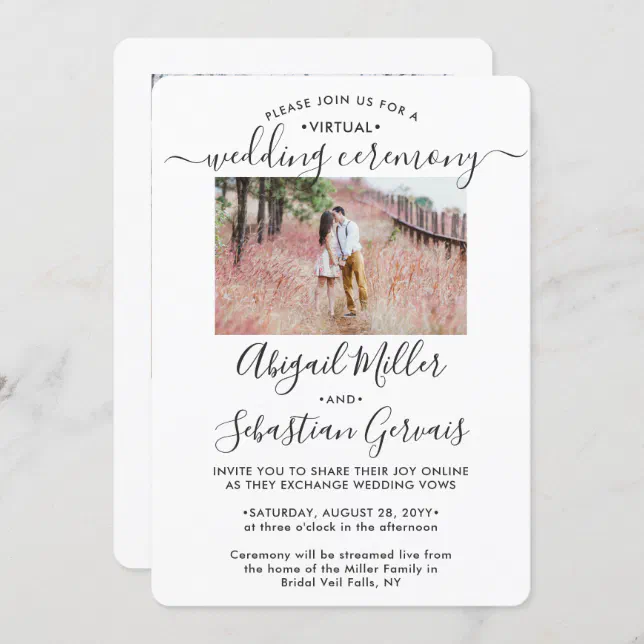 2 Photo Virtual Wedding Livestream Long Distance Invitation | Zazzle