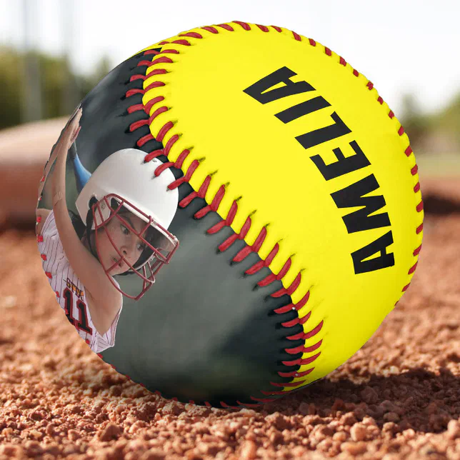 2 Photo Yellow Player Number Team Name Softball | Zazzle