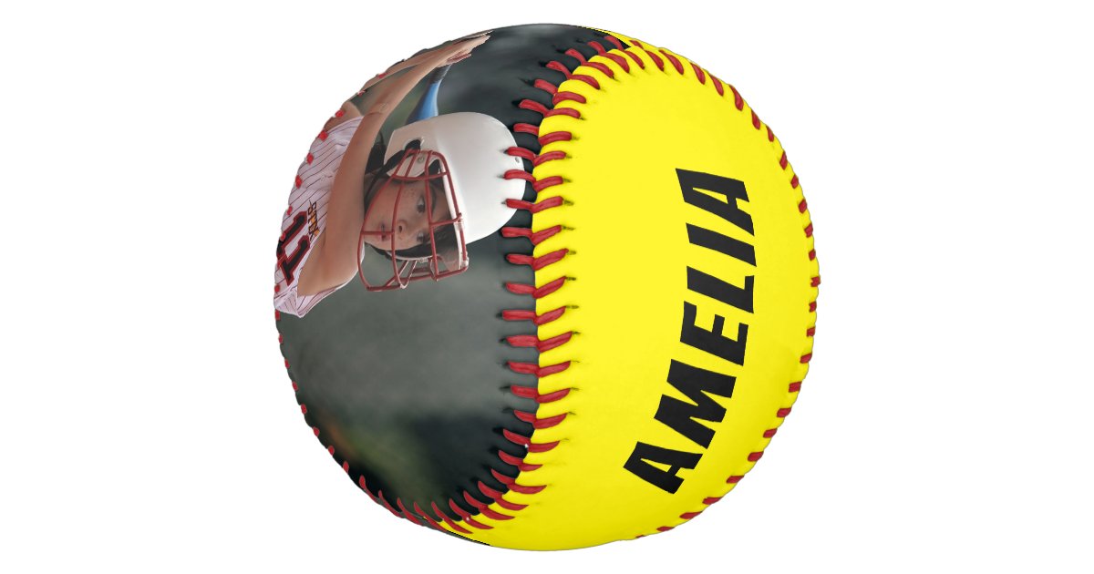 2 Photo Yellow Player Number Team Name Softball | Zazzle