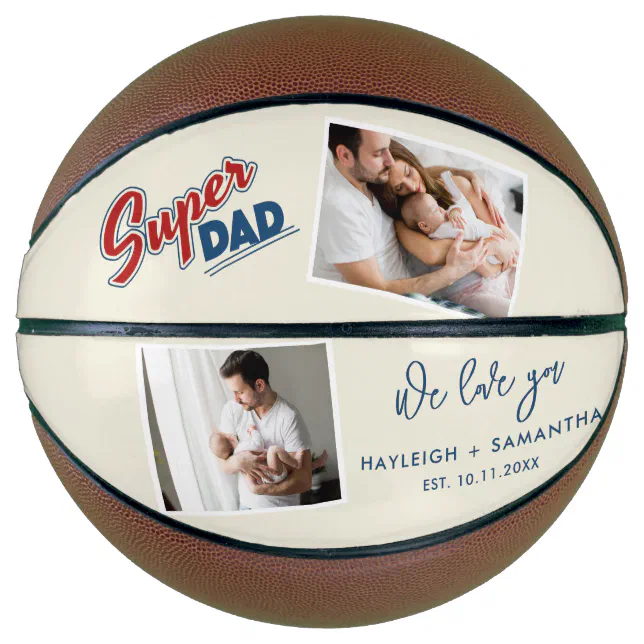 2 Photos Cute Fathers Day Custom Basketball | Zazzle