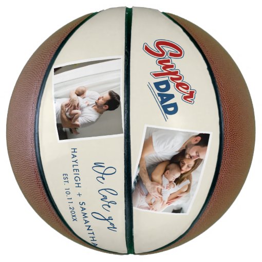 2 Photos Cute Fathers Day Custom Basketball | Zazzle