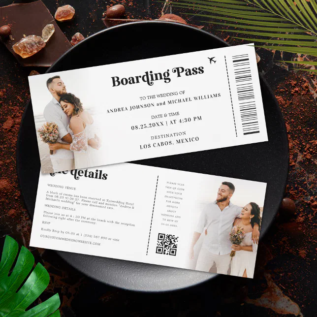 2 Photos Destination Ticket Boarding Pass Wedding Invitation | Zazzle