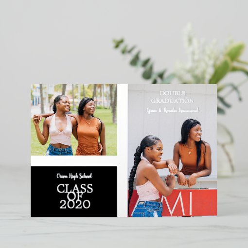 2 Photos Graduates Simple Graduation Real Foil Invitation | Zazzle