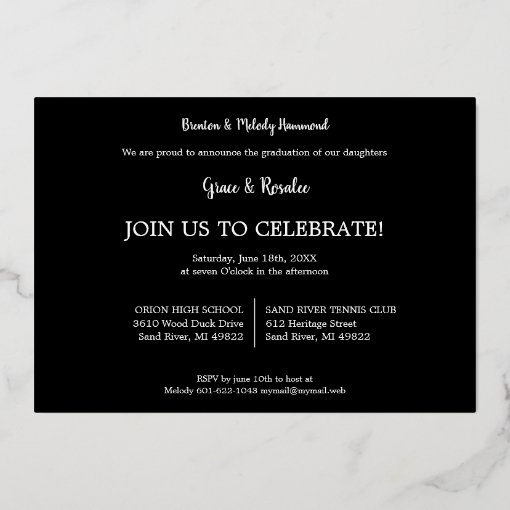 2 Photos Graduates Simple Graduation Real Foil Invitation | Zazzle