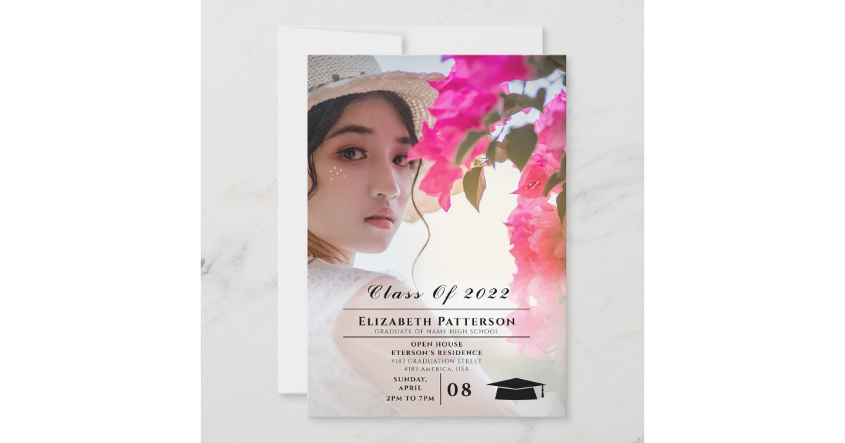2 Photos Graduation simple elegant Script Invitat Invitation | Zazzle