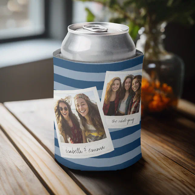 2 Photos - Hipster Square Instagram Photo Collage Can Cooler | Zazzle