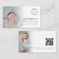 2 Photos Logo QR Code Newborn Baby Photographer Business Card | Zazzle