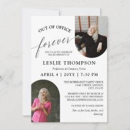 2 Photos Out of Office Forever Retirement Party Invitation | Zazzle