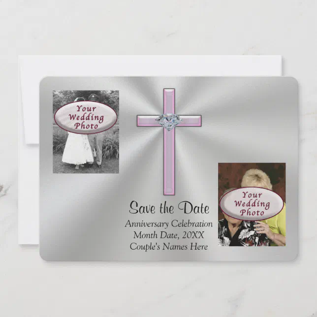 2 Photos, Your Text Christian Save the Date Cards | Zazzle