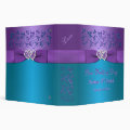 2" Purple, Teal Floral, Hearts Wedding BINDER | Zazzle