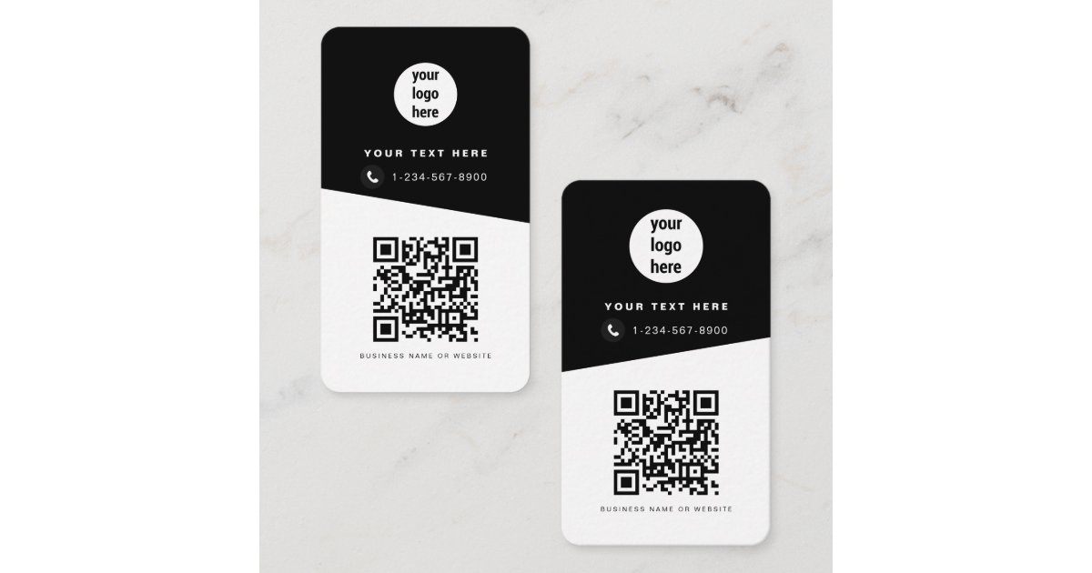 2 QR Codes 2 Business Logos & 2 Contacts Business Card | Zazzle