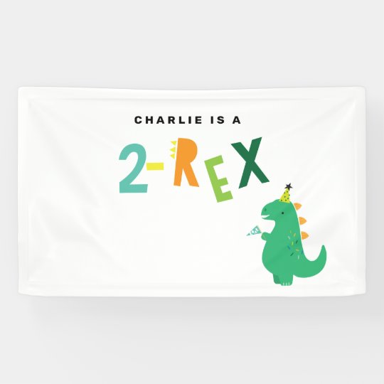 2-REX Dinosaur party Banner for 2nd Birthday Boy | Zazzle.com