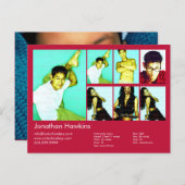 2-Sided Actor & Model Red Headshot Comp Postcard | Zazzle