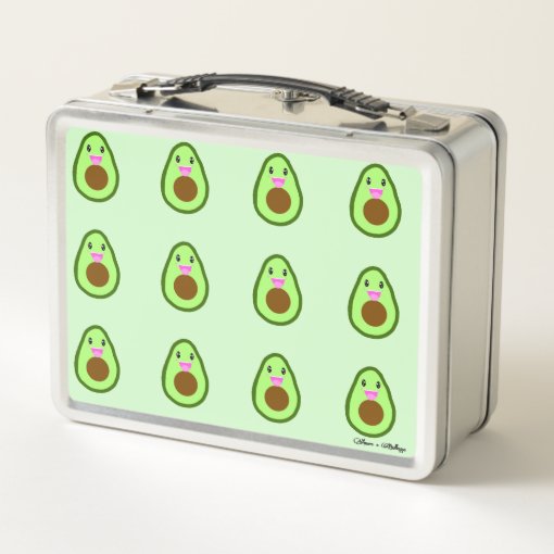 2-sided Cute Kawaii Avocado Eating Is My Talent Metal Lunch Box | Zazzle
