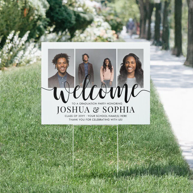 2 Sided Double Graduation Joint Party Welcome Yard Sign | Zazzle
