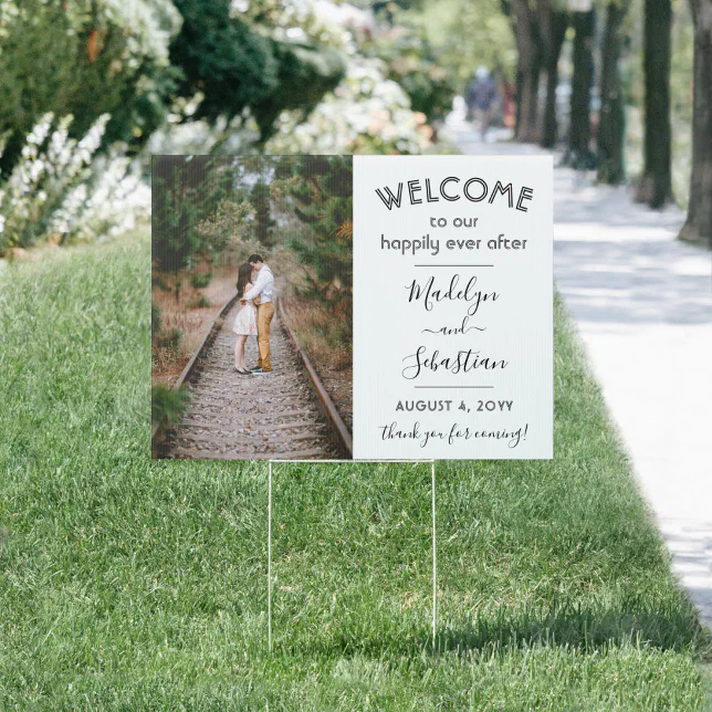 2 Sided Happily Ever After Wedding Welcome Yard Sign | Zazzle