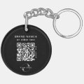 2 sided Logo & QR Code on Black Company Business Keychain | Zazzle