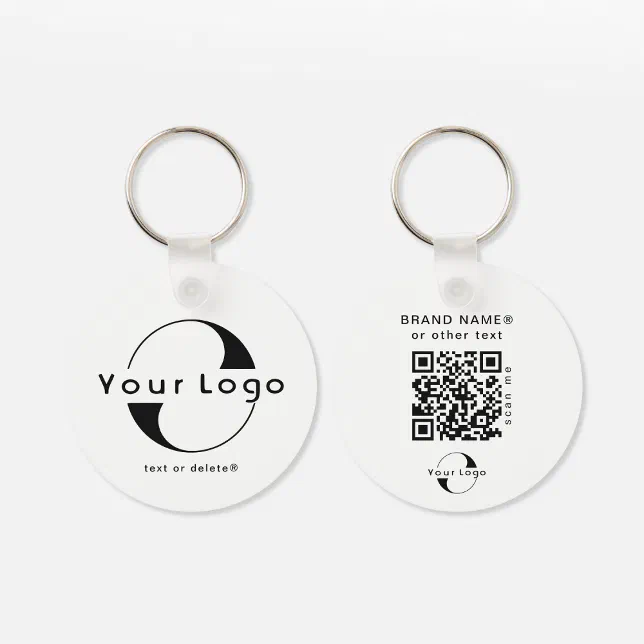 2 sided Logo & QR Code on Clean Company Business K Keychain | Zazzle