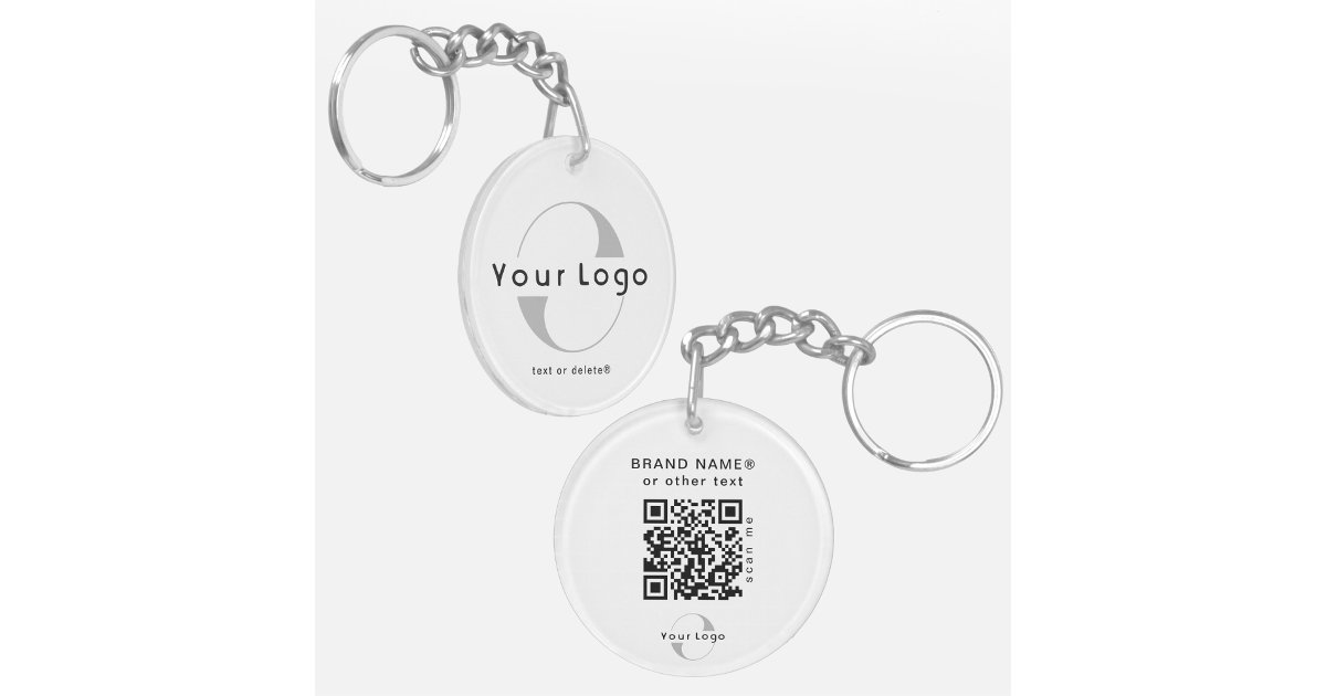 2 sided Logo & QR Code on Clean Company Business K Keychain | Zazzle