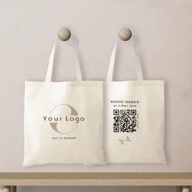 2 sided Logo & QR Code on Clean Company Business Tote Bag | Zazzle