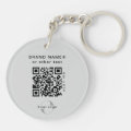 2 sided Logo & QR Code on Gray Company Business Keychain | Zazzle