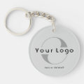 2 sided Logo & QR Code on Gray Company Business Keychain | Zazzle