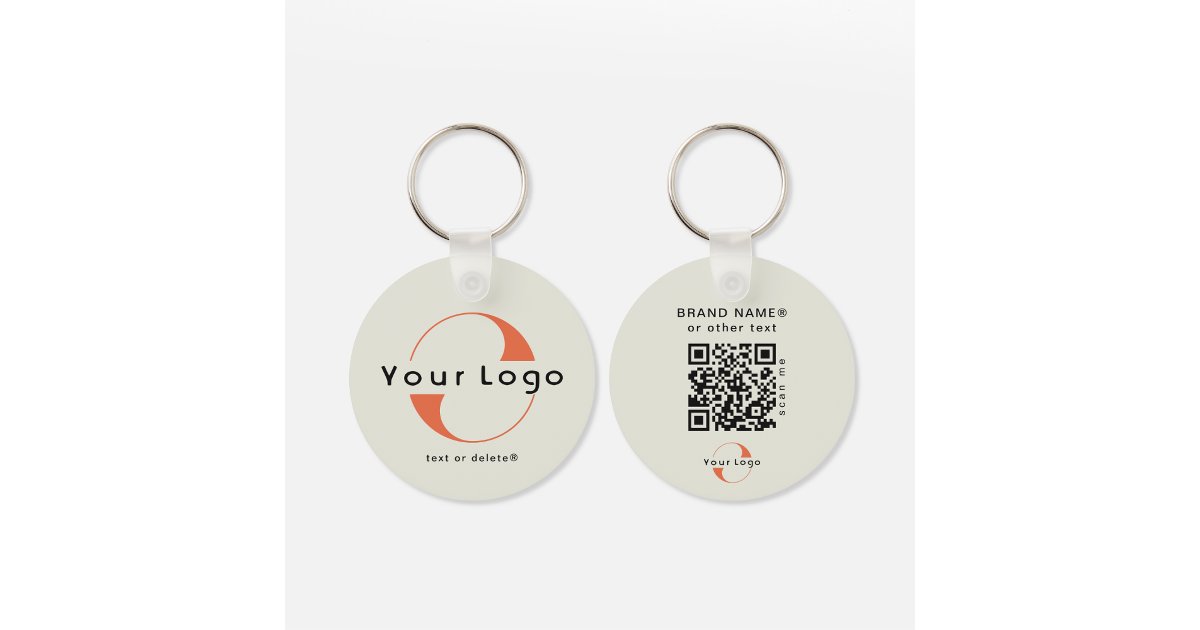 2 sided Logo & QR Code on Green Company Business K Keychain | Zazzle