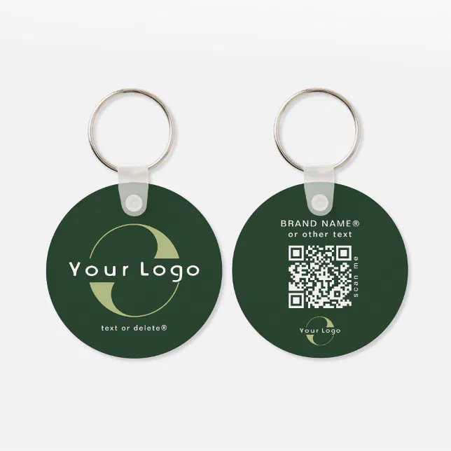 2 sided Logo & QR Code on Green Company Business K Keychain | Zazzle