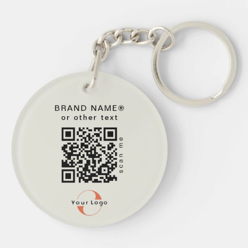 2 sided Logo & QR Code on Green Company Business Keychain | Zazzle