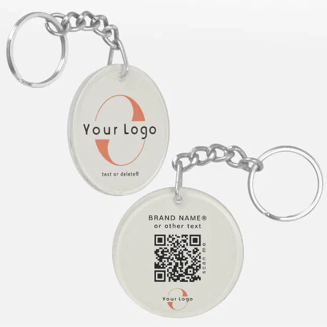 2 sided Logo & QR Code on Green Company Business Keychain | Zazzle