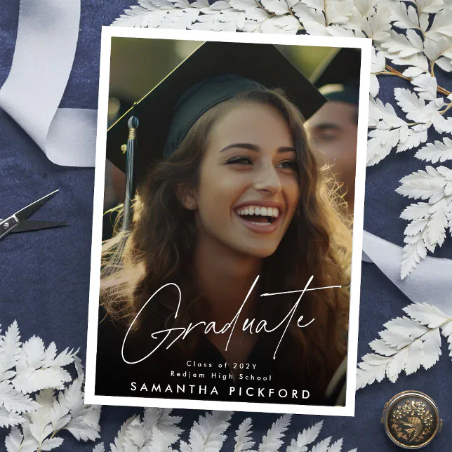 2 sided Photo Senior High School 2024 Graduation Announcement | Zazzle