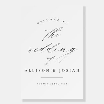 2 Sided Script White Wedding Welcome Foam Board | Zazzle