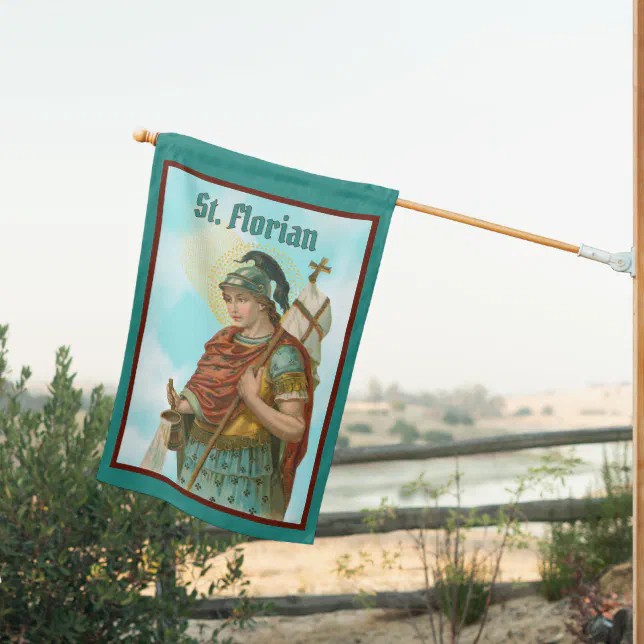2-sided St Florian with Bucket (Clear Skies;M 019) House Flag | Zazzle