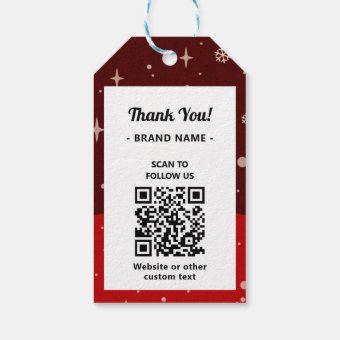 2 sides Business Logo and QR code Red Christmas Gi Gift Tags | Zazzle