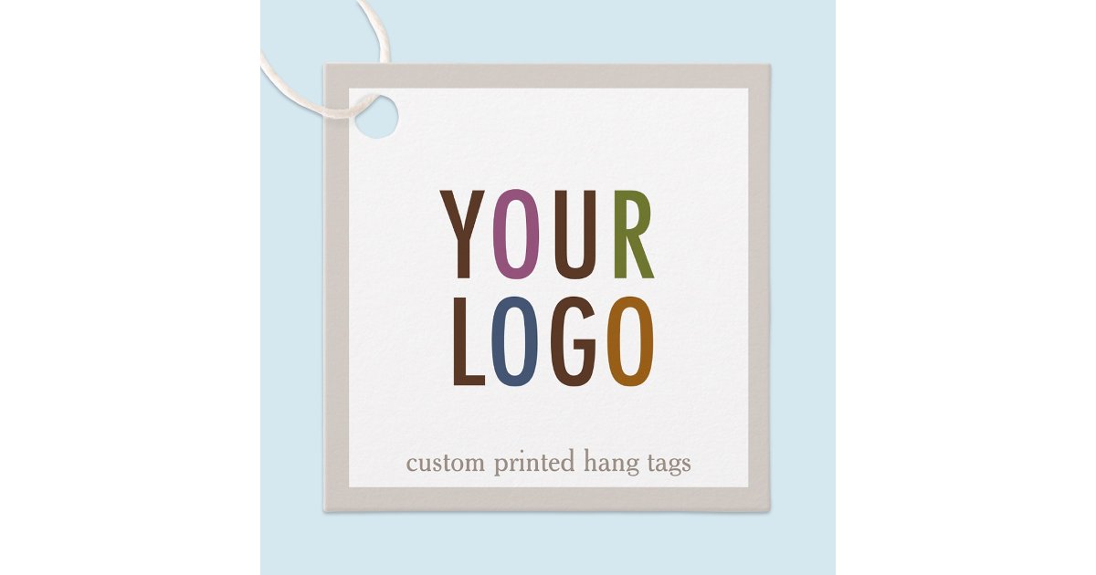 2" Square Retail Hang Tags with String Custom Logo | Zazzle