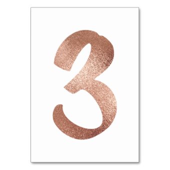 2 Table Number White Metallic Pink Rose Gold Table Number | Zazzle