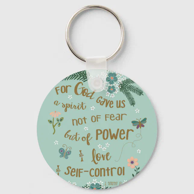 2 Timothy 5:7 Scripture art hand lettered Keychain | Zazzle
