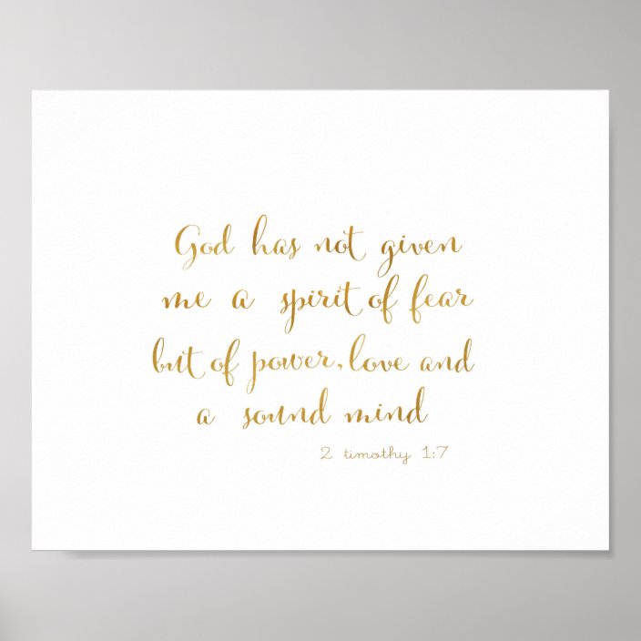 2 Timothy Bible verse - love - Faith -gold letters Poster | Zazzle.com