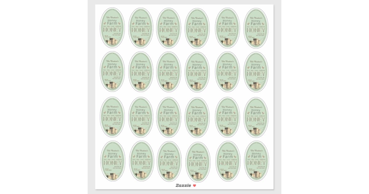 2" x 3" Oval Backyard Bees Hives Little Bees Green Sticker | Zazzle