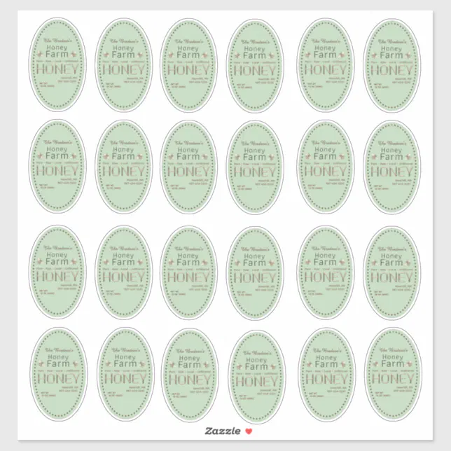 2" x 3" Oval Backyard Bees Hives Little Bees Green Sticker | Zazzle