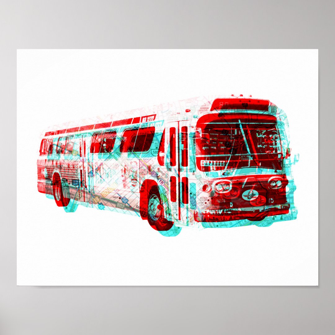 2D AC Transit Bus Old School Poster | Zazzle