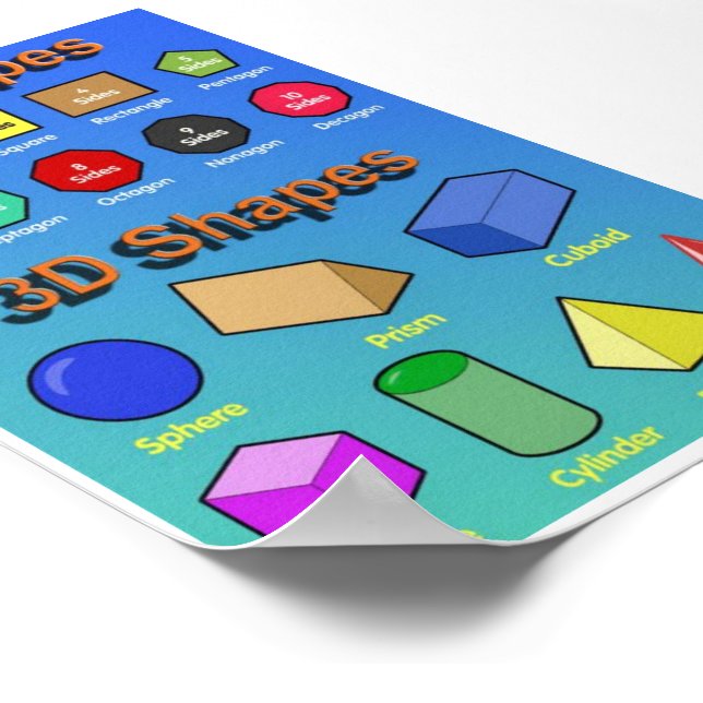 2d 3d Shapes Educational Poster Chart By Chart Media