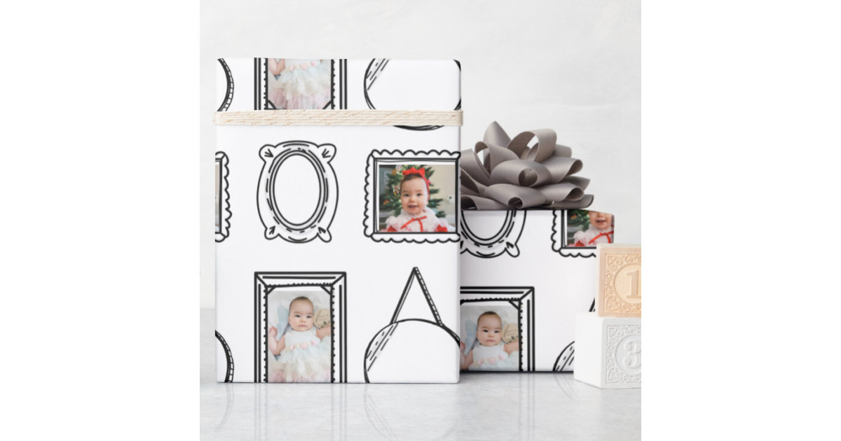 2D Comic Style Picture Frame Wrapping Paper | Zazzle
