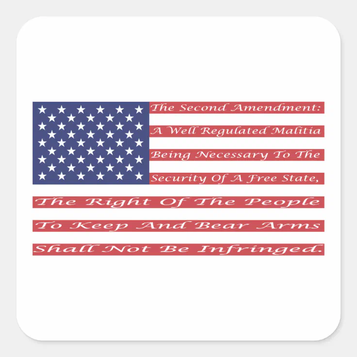 2nd Amendment Flag Square Sticker | Zazzle