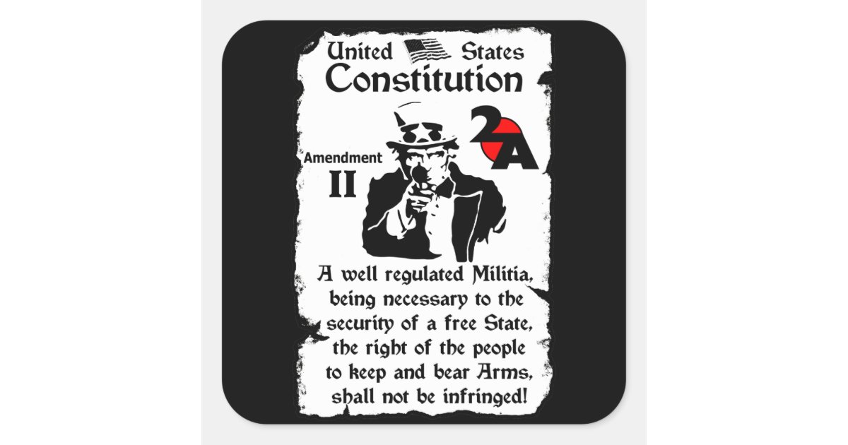 2nd Amendment Square Sticker | Zazzle
