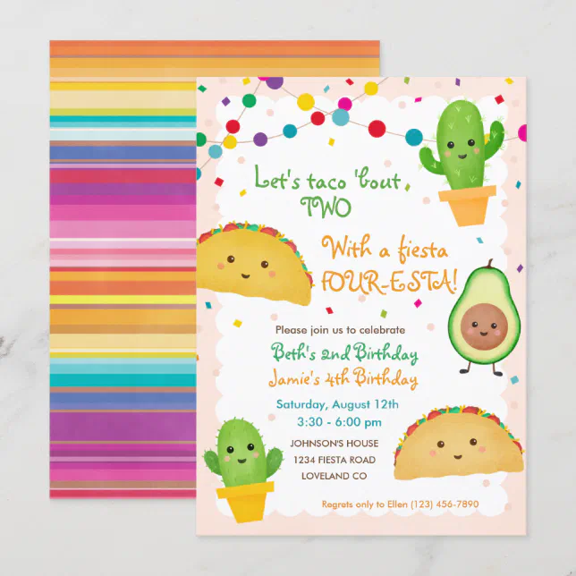 2nd and 4th Birthday - Custom Invitation | Zazzle