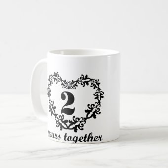 2nd Anniversary 2 Years Together Heart Gift Mug | Zazzle