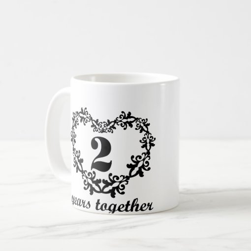 2nd Anniversary 2 Years Together Heart Gift Mug | Zazzle