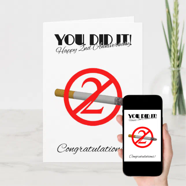 2nd Anniversary Of Quitting Smoking Greeting Card | Zazzle